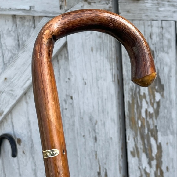 Other | Vintage Natural Knobby Wood Crook Handle English Walking Cane ...
